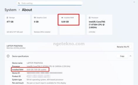 7 Cara Cek Kapasitas RAM Laptop/PC Dengan Mudah - NgeTekno
