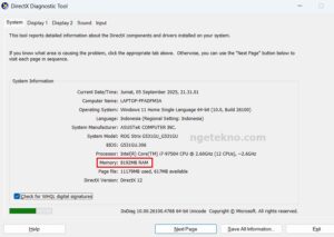 7 Cara Cek Kapasitas RAM Laptop/PC Dengan Mudah - NgeTekno